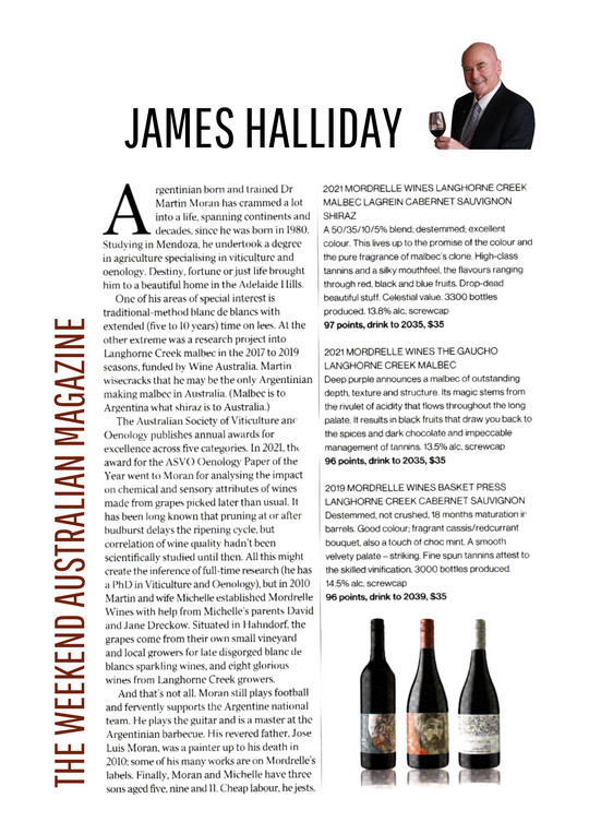 JAMES HALLIDAY | THE WEEKEND AUSTRALIA – MORDRELLE WINES